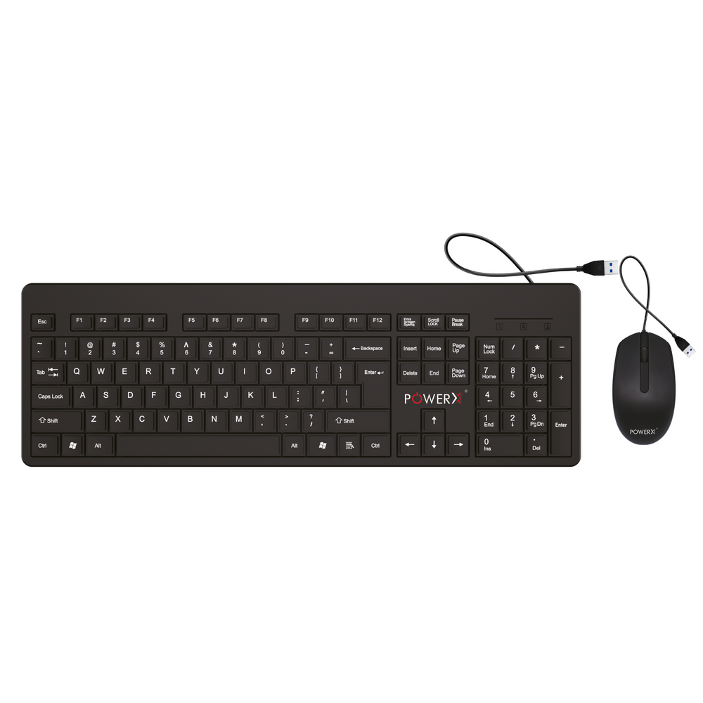 PWX CHOCOBYTE 1000: Stylish All Black Keyboard and Compact Mouse Combo